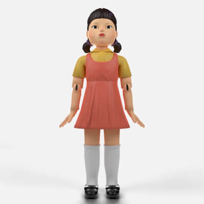 Squid Game Doll Low Poly Rigged 3D Model by Daniu3d