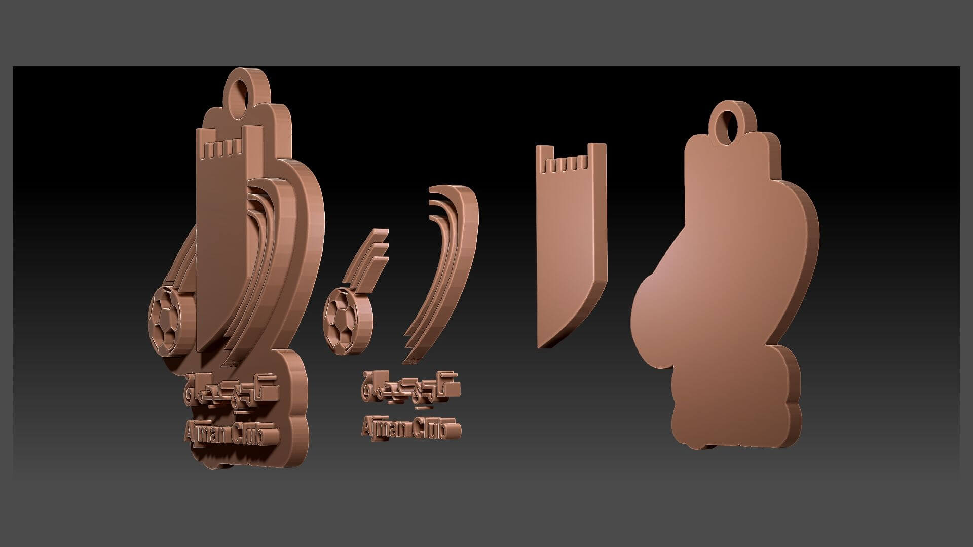 Ajman Club Logo Keychan Printable and Renderable - 3D Print Model by ...