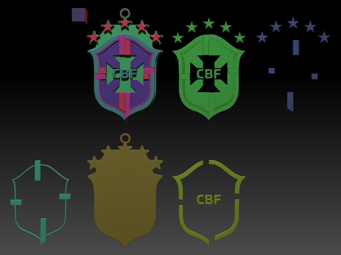 Brazil National Team Keychain Color Printable and renderable - 3D Model ...