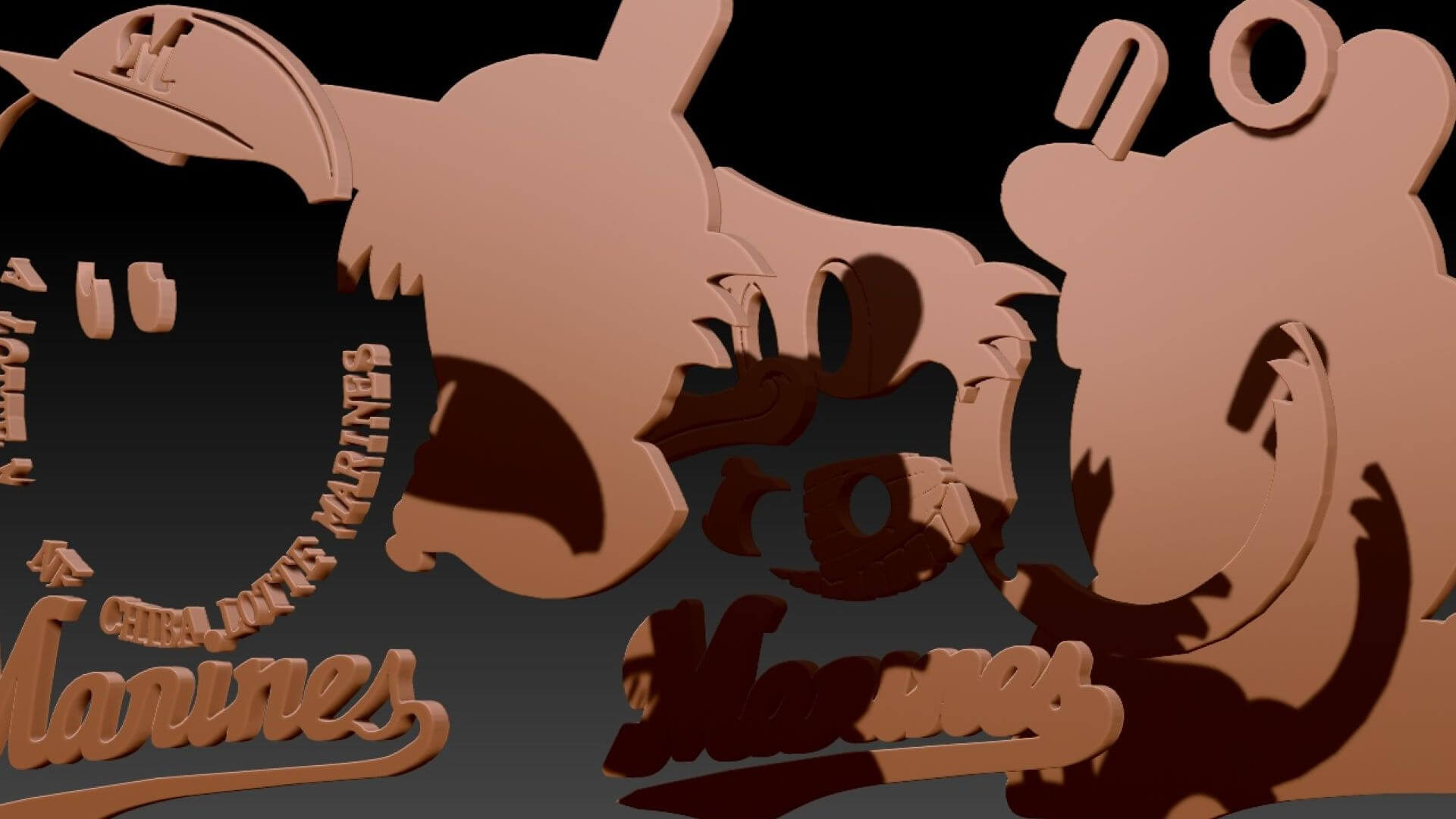 Chiba Lotte Marines Shield Keychan Printable and Renderable - 3D Model ...