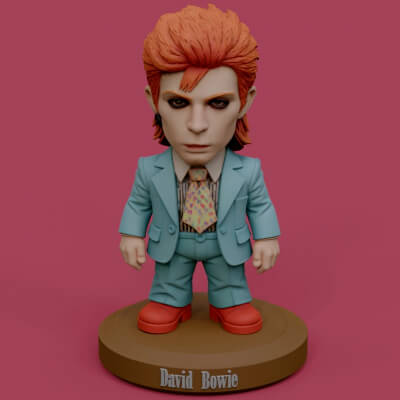 David Bowie Ziggy Stardust Chibi Fan Art Figure and Keychain - 3D Model ...