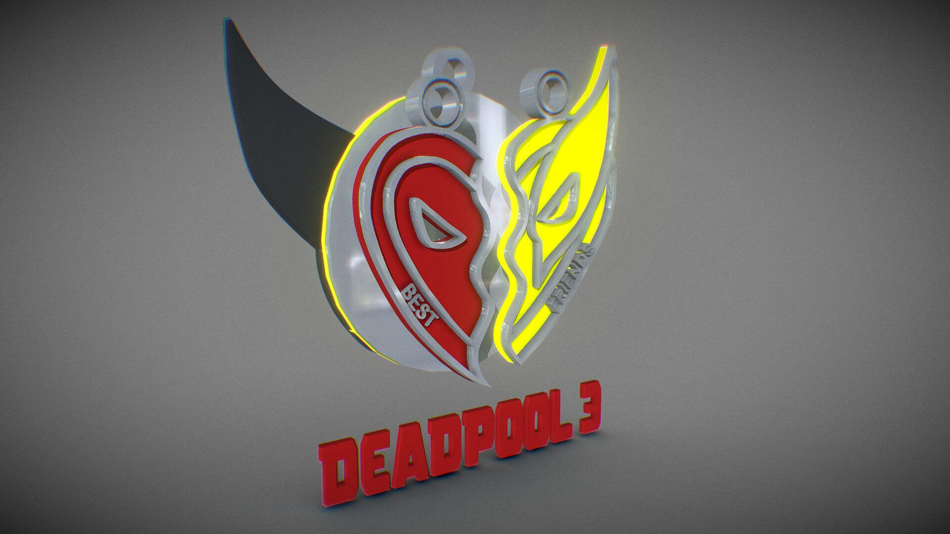 Deadpool 3 Necklace Printable and Renderable - 3D Model by danyelon