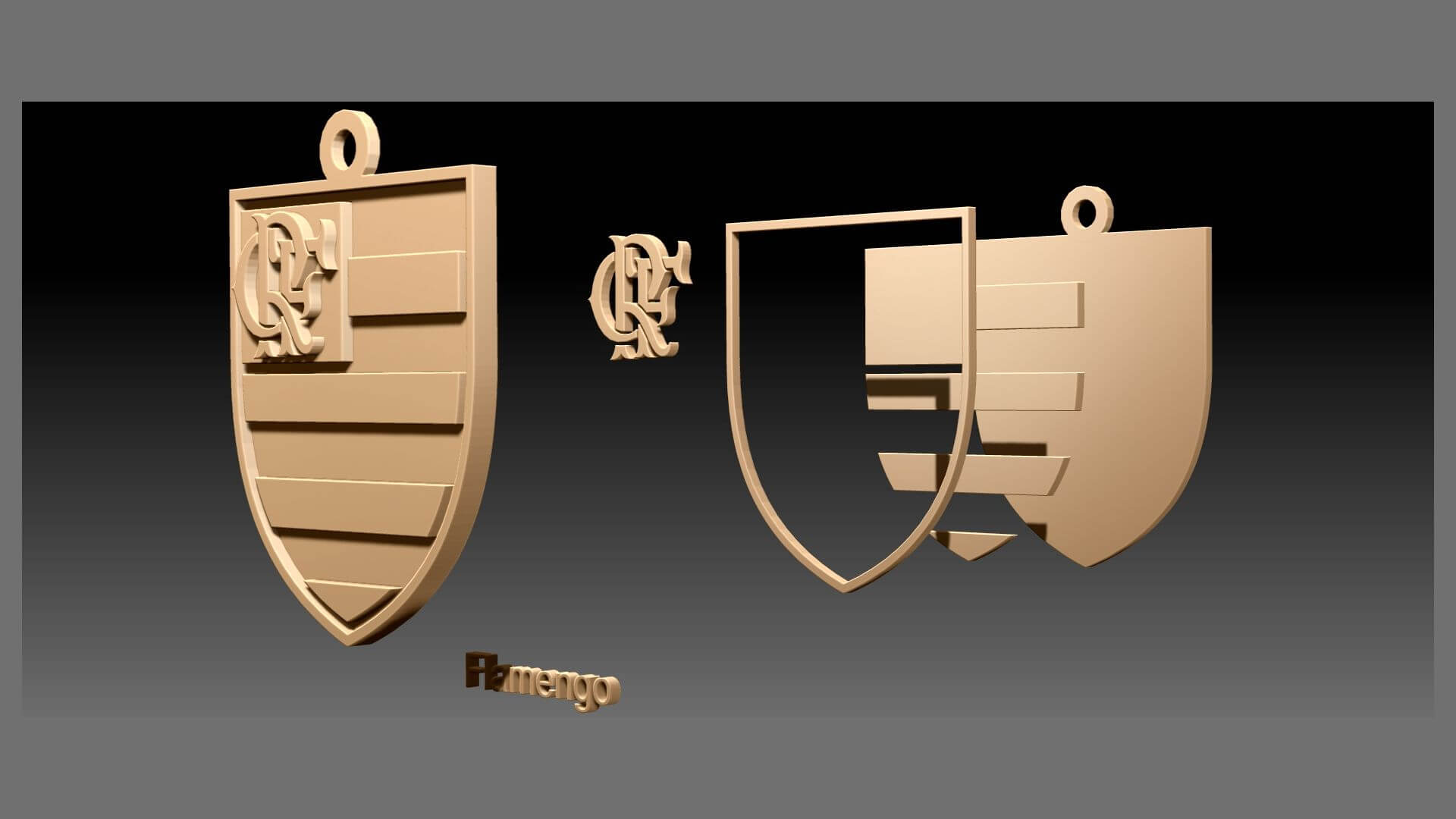 Flamengo Logo Printable and Renderable Logo Shields Keychan - 3D Print ...