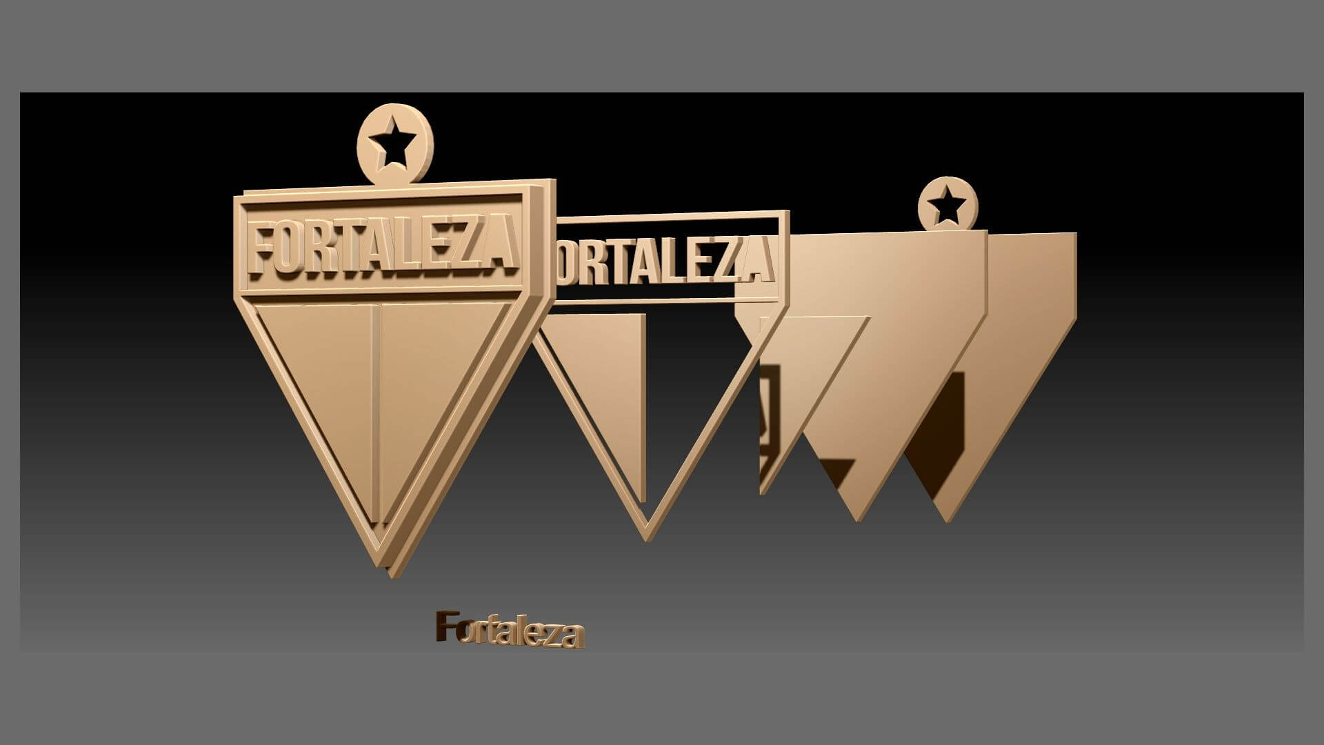 Fortaleza Logo Printable and Renderable Logo Shields Keychan - 3D Model ...