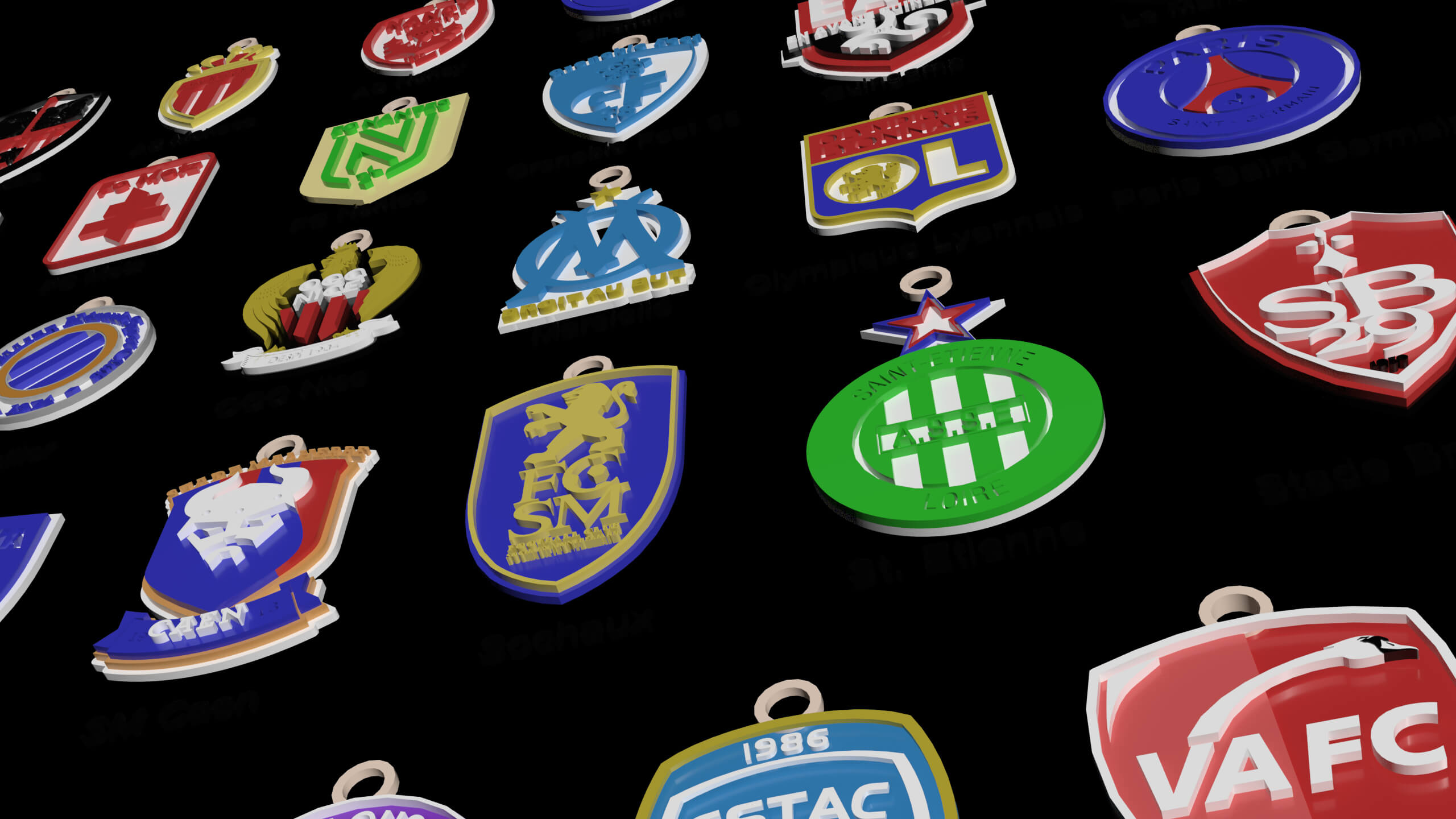 France Ligue 1 All Teams Logos Printable - 3D Model by danyelon