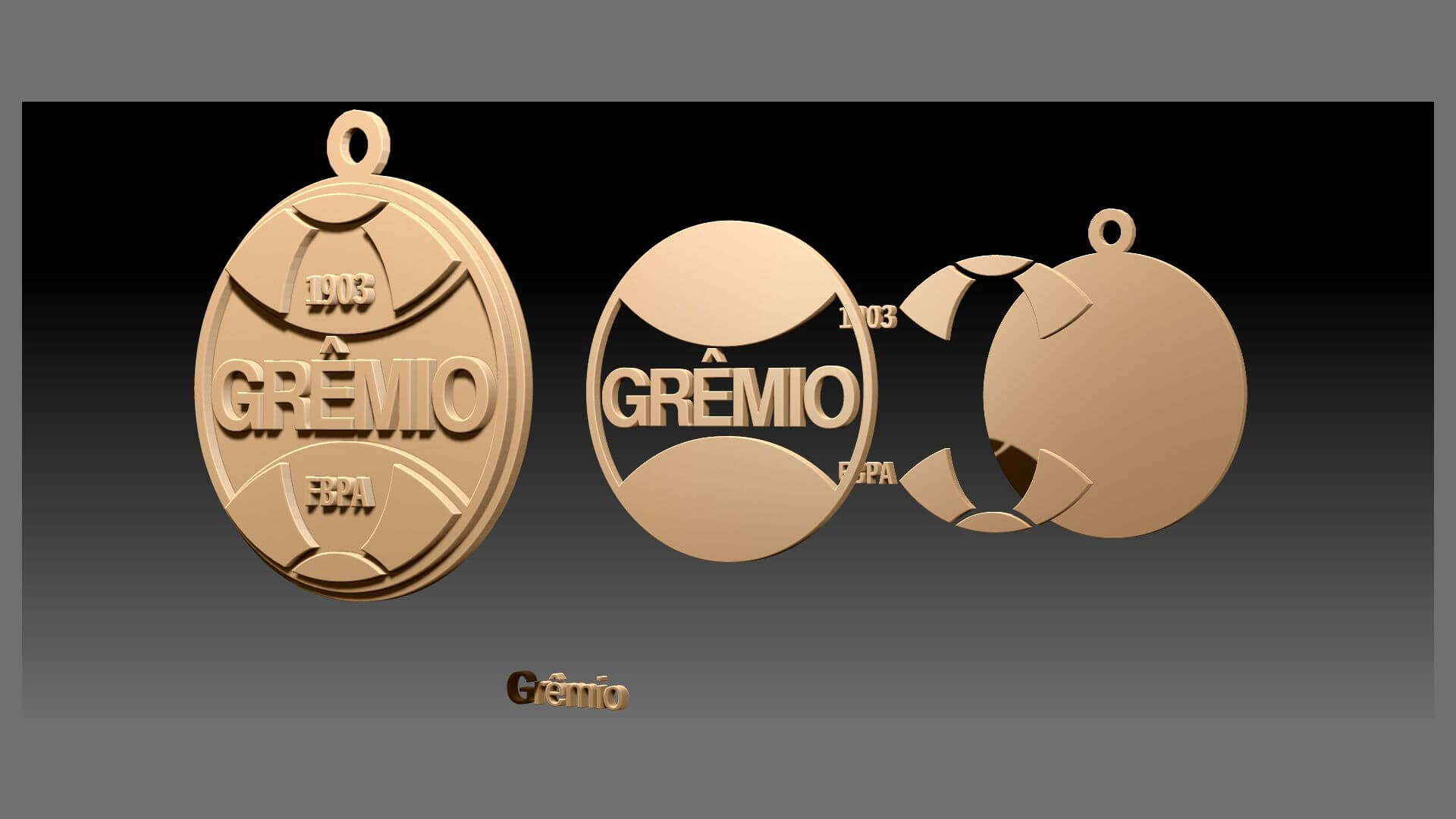 Gremio Logo Printable and Renderable Logo Shields Keychan - 3D Print ...