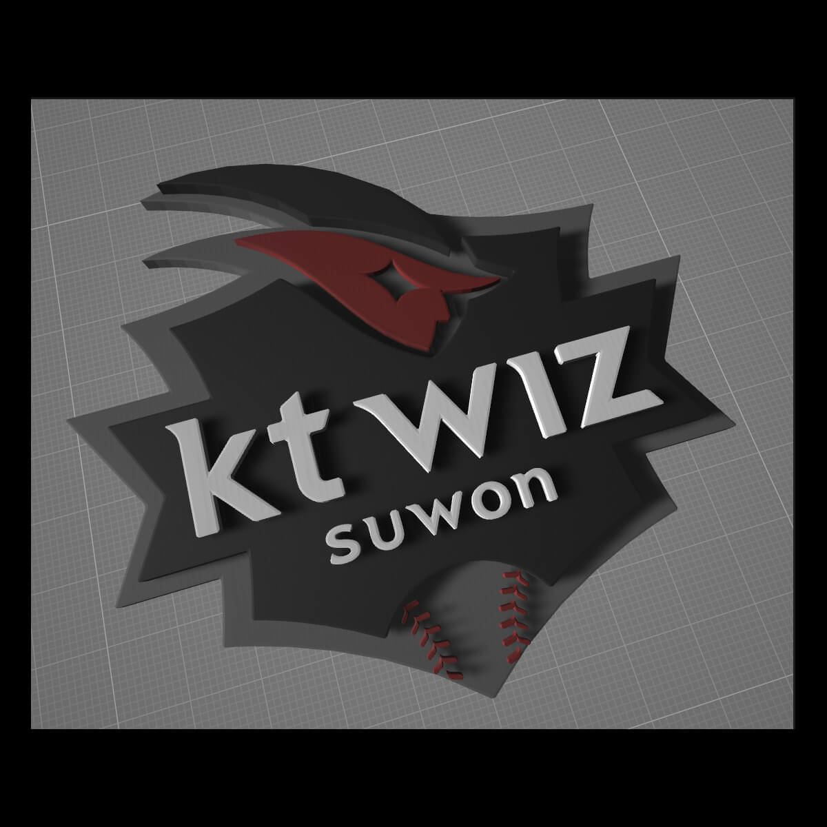 Kt Wiz Printable Keychan Logo Shield - 3D Print Model by danyelon
