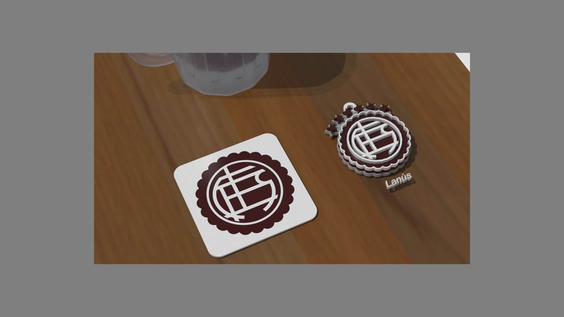 Lanus Coaster and Keychan Printable and PBR - 3D Print Model by danyelon