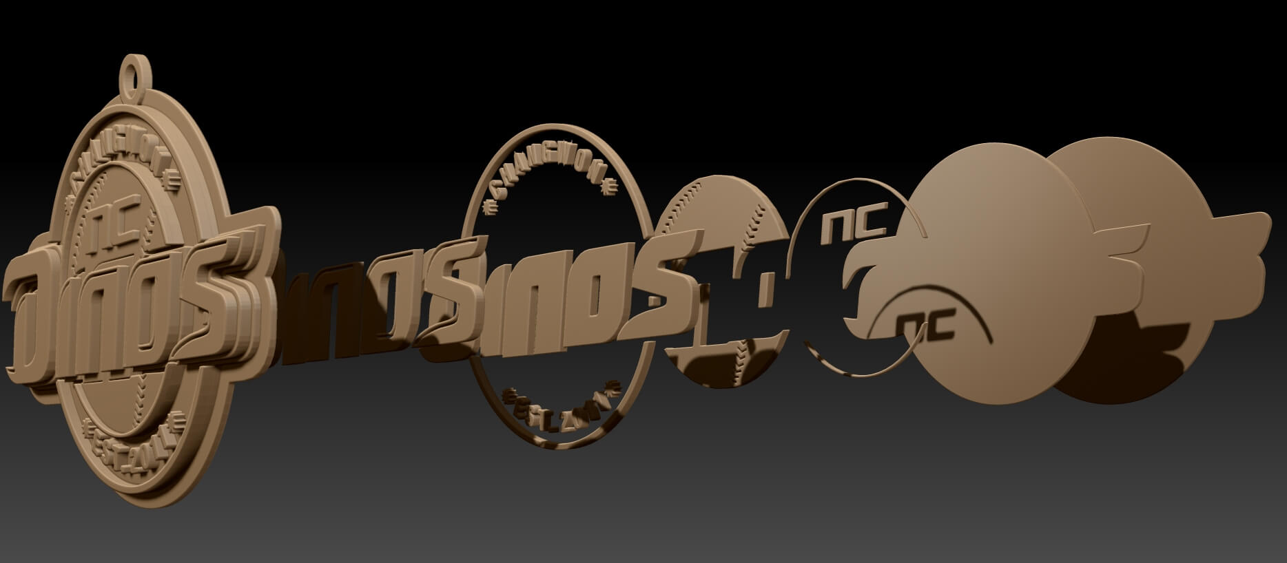 Nc Dinos Printable Keychan Logo Shield - 3D Model by danyelon