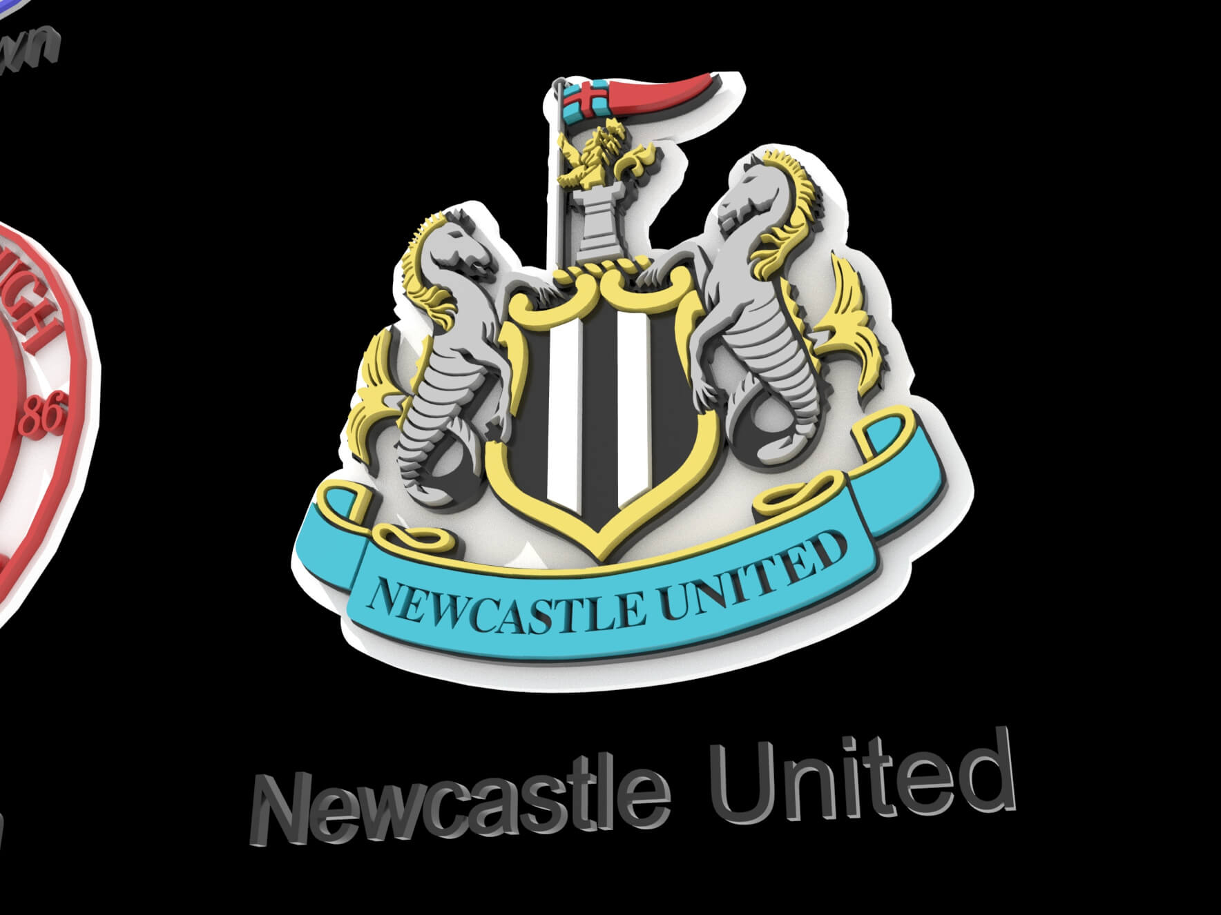 Newcastle United FC Keychan Logo Printable and Renderable - 3D Print ...