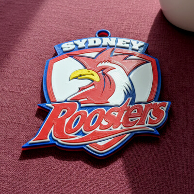 NRL Sydney Roosters Keychain Badge Color Printable - 3D Model by danyelon