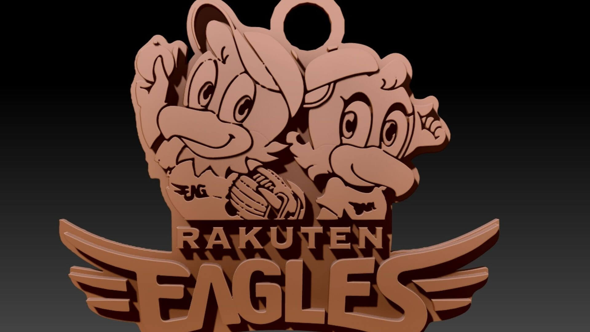 Rakuten Gold Eagles Logo Shield Keychan Printable - 3D Print Model by ...