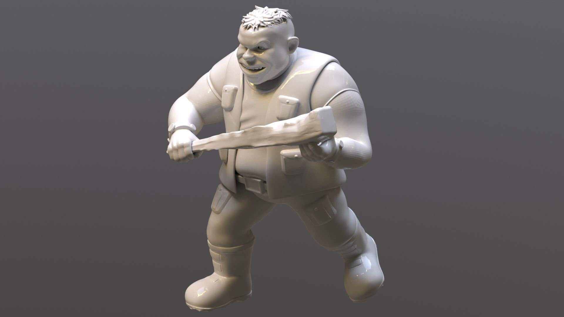 Rocksteady Pre-Mutation - TMNT Series 1987 3D Model by danyelon