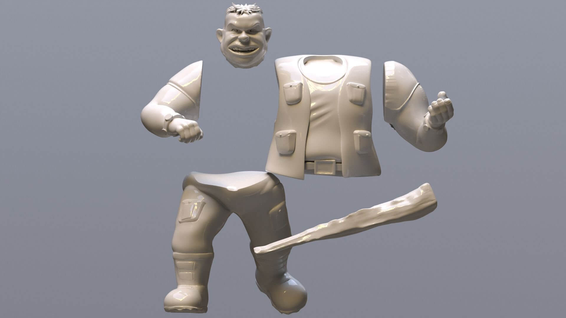 Rocksteady Pre-Mutation - TMNT Series 1987 3D Model by danyelon