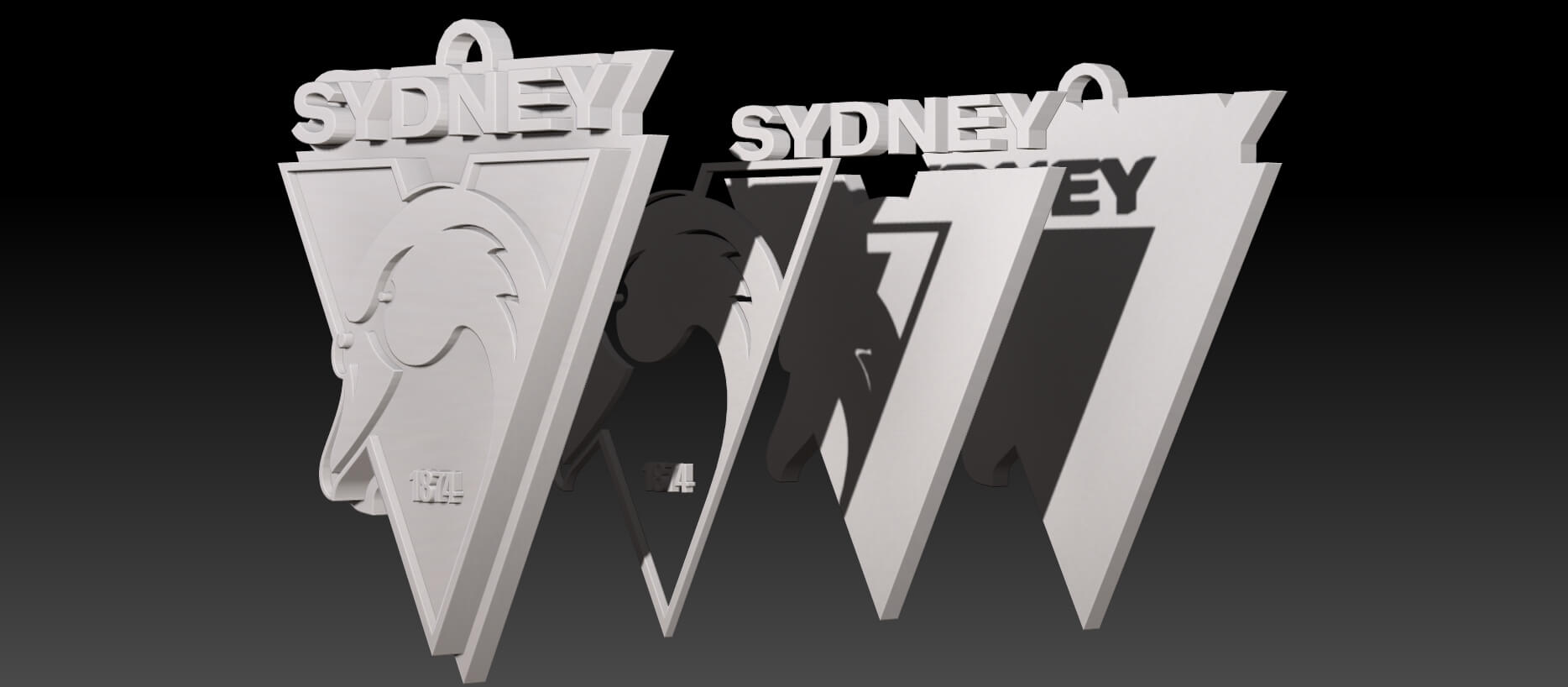 Sydney Swans Printable and Renderable Badge - 3D Model by danyelon