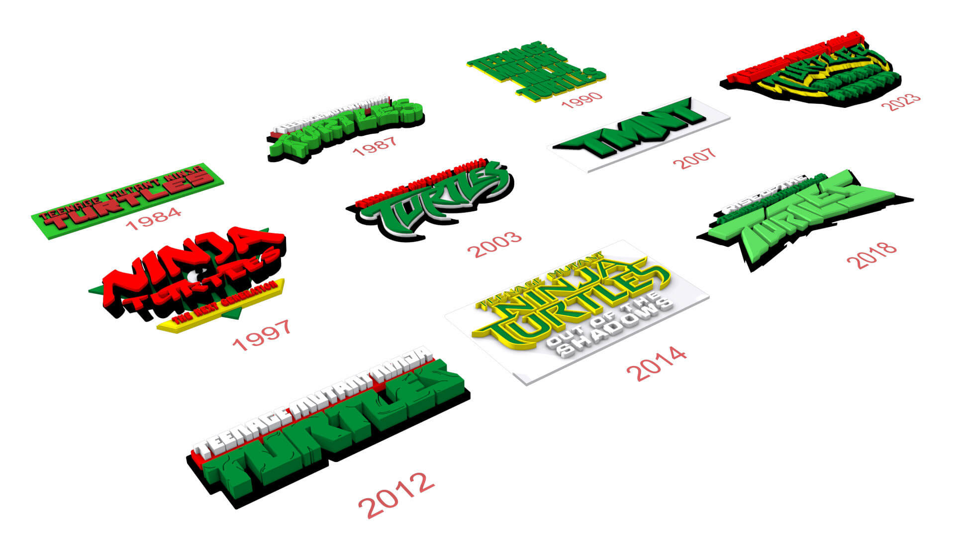 TMNT All Logos 1984 To 2023 - 3D Print Model by danyelon