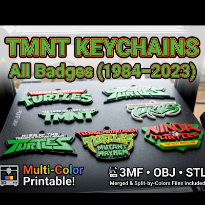 TMNT Keychains All Logo Badges 1984–2023 Printable - 3D Model by danyelon