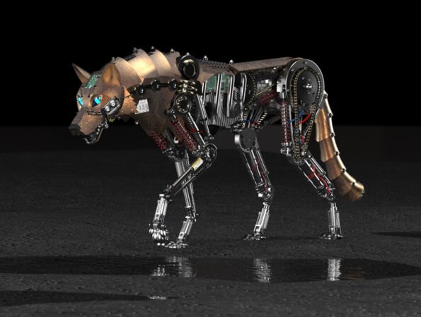 Wolf Mechanical Robot 3D Render, Digital Art by Dape