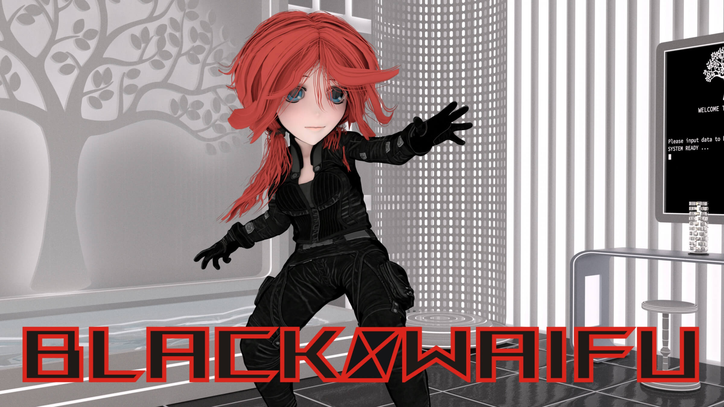 Black Waifu 3D Render, Digital Art by DarkDynamic