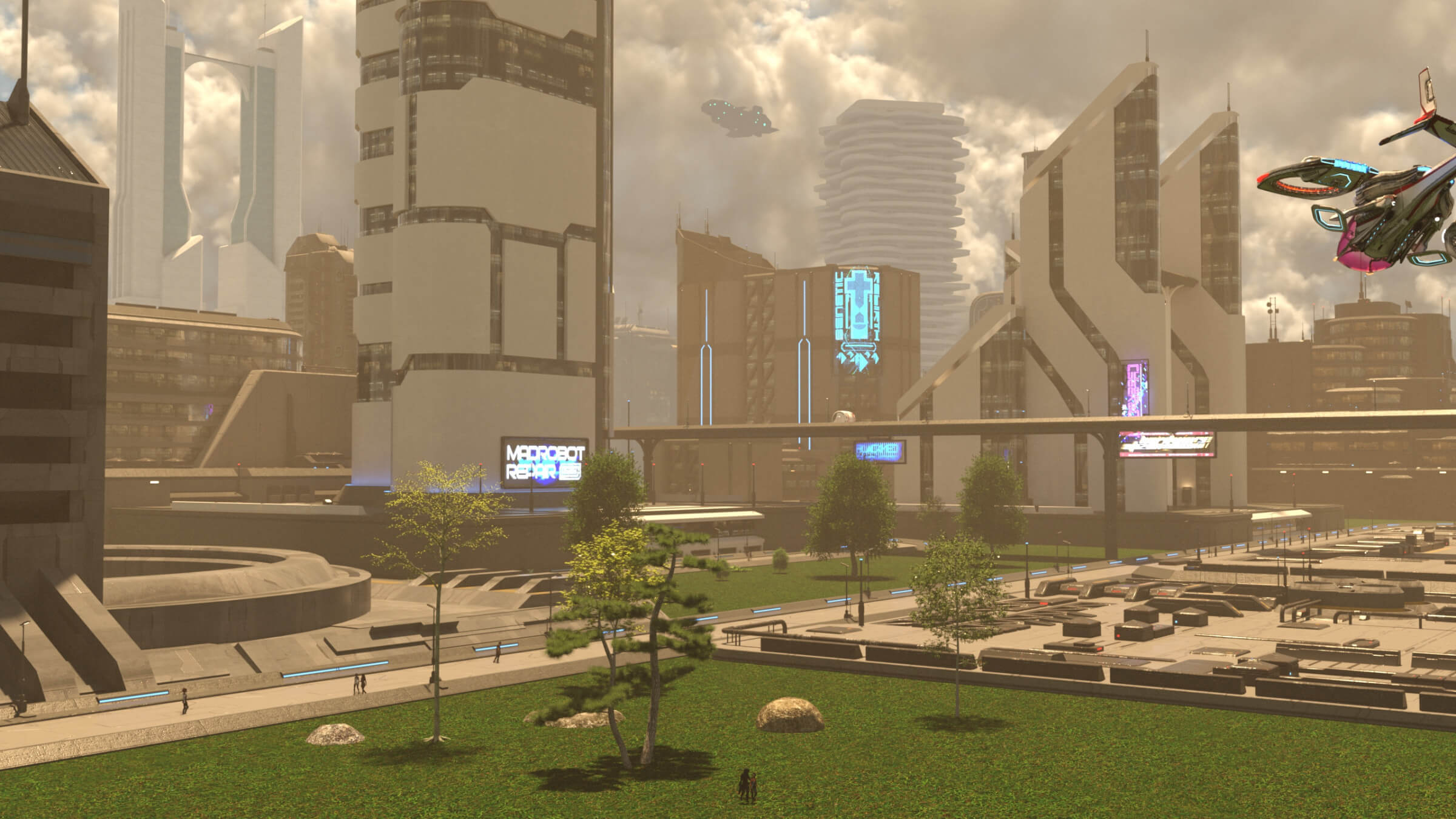 Utopia City 3D Render, Digital Art by DarkDynamic