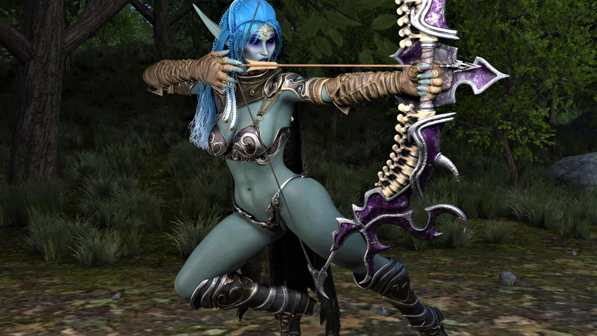 Night Elf 3D Render, Digital Art by DarkMind50