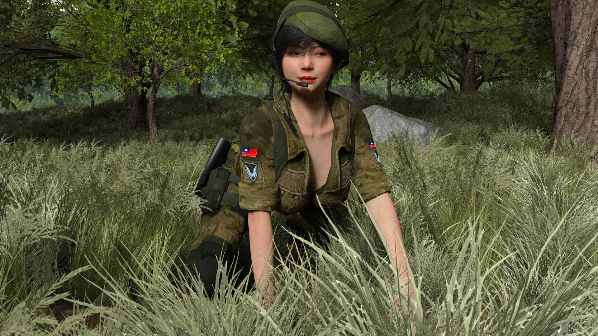 Taiwanese Soldier Woman 3D Render, Digital Art by DarkMind50