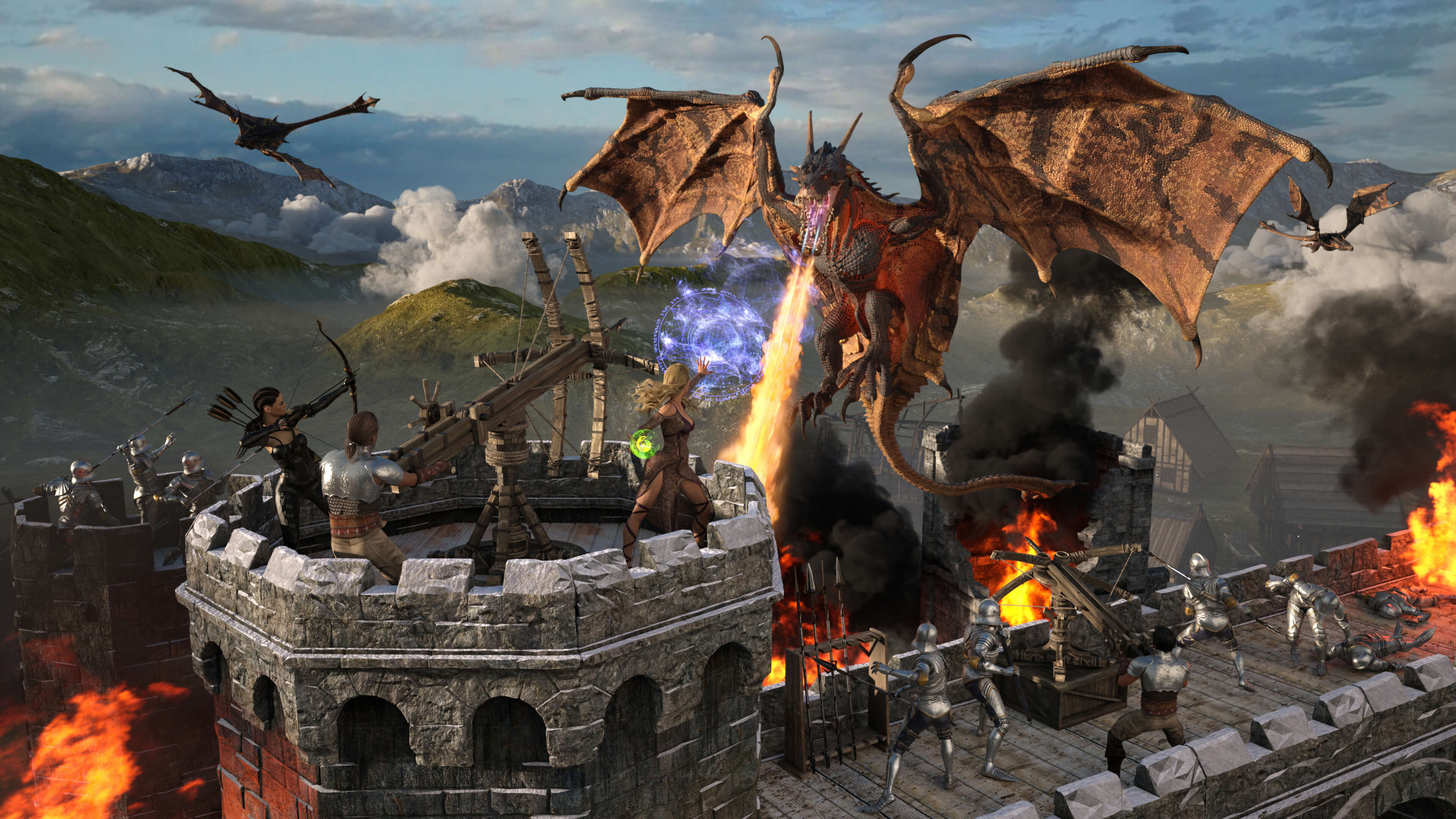 Dragon Attack 3D Render, Digital Art by DarthBruno