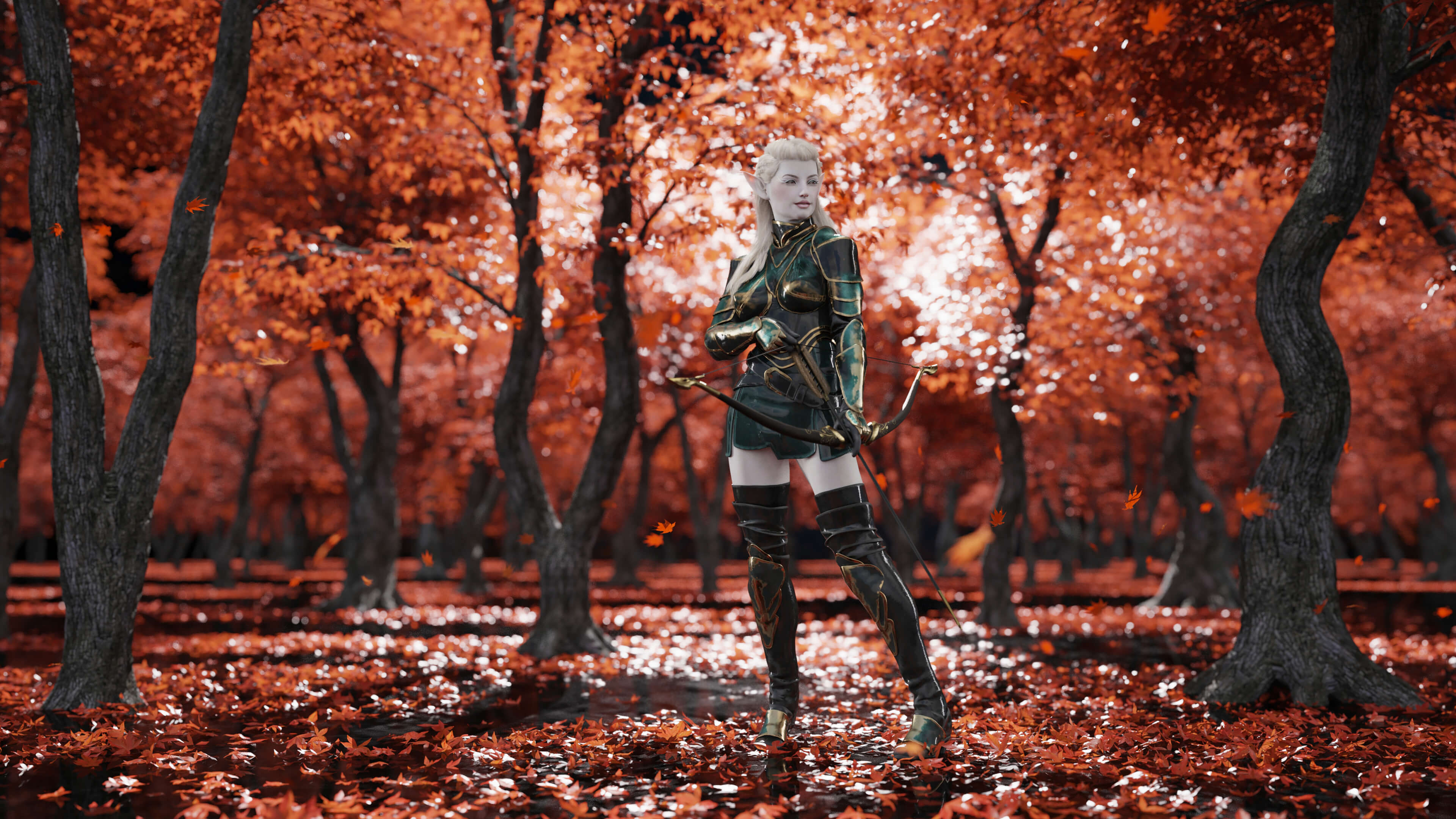 Elven Archer 3D Render, Digital Art by DarthBruno