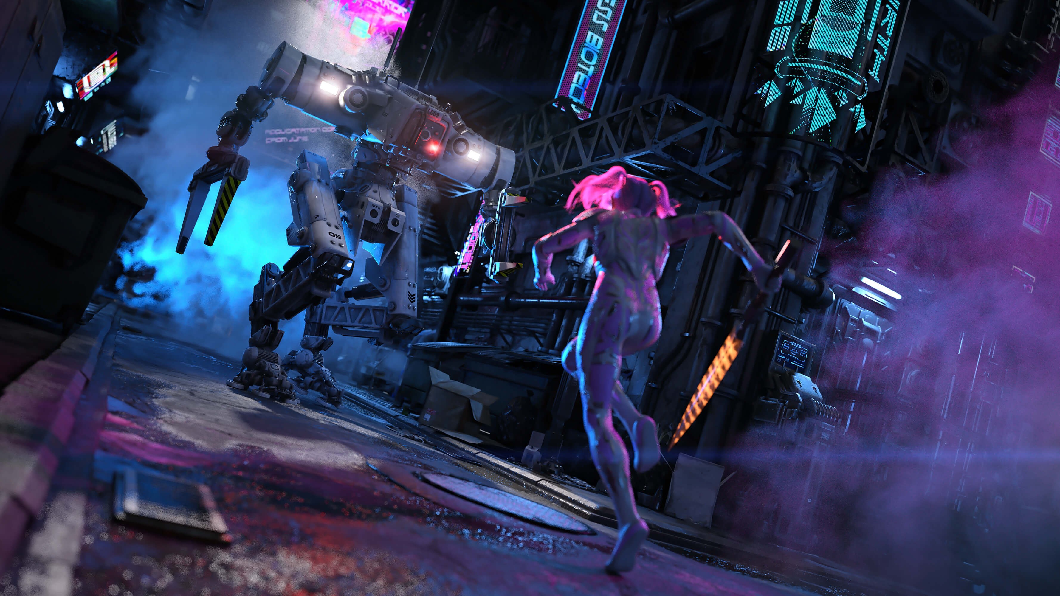 Mech Fight 3D Render, Digital Art by DarthBruno