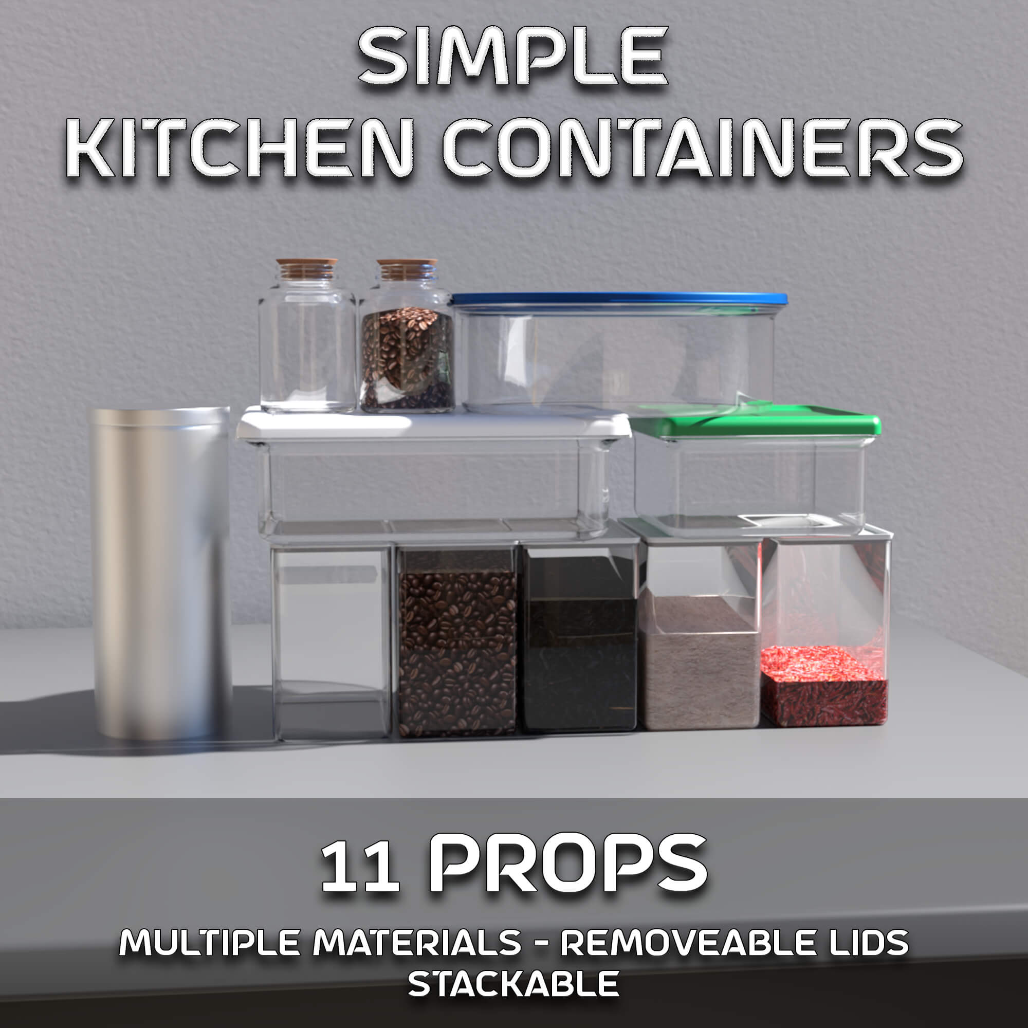 Simple Kitchen Containers - Daz Content by DatTakko