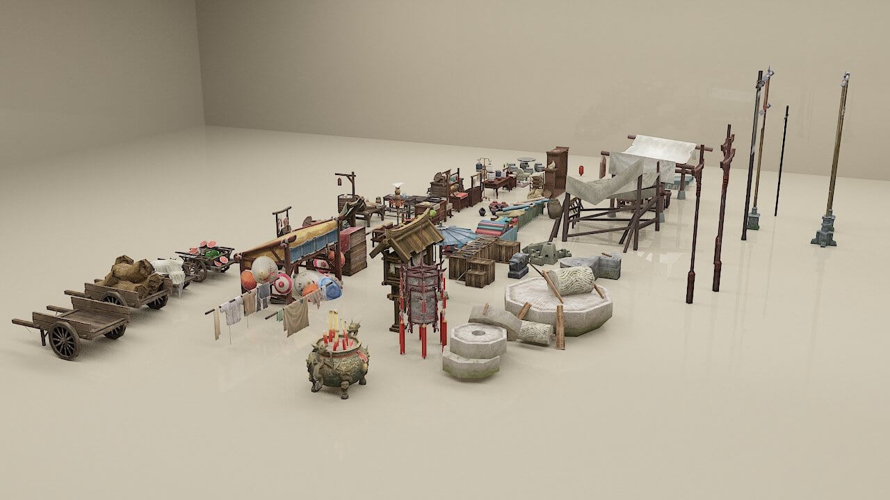 Old Chinese Market Collection - 3D Model by davedtaylor