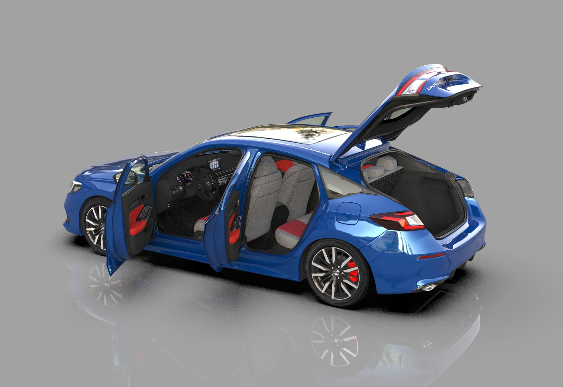 Honda Civic Hatchback Mugen Bodykit 2022 HQ Interior - 3D Model by davidson