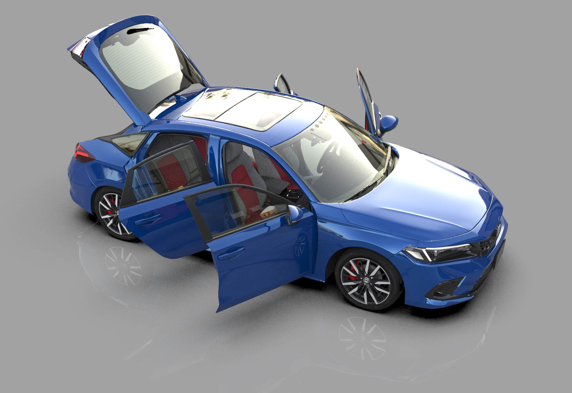 Honda Civic Hatchback Mugen Bodykit 2022 HQ Interior - 3D Model by davidson