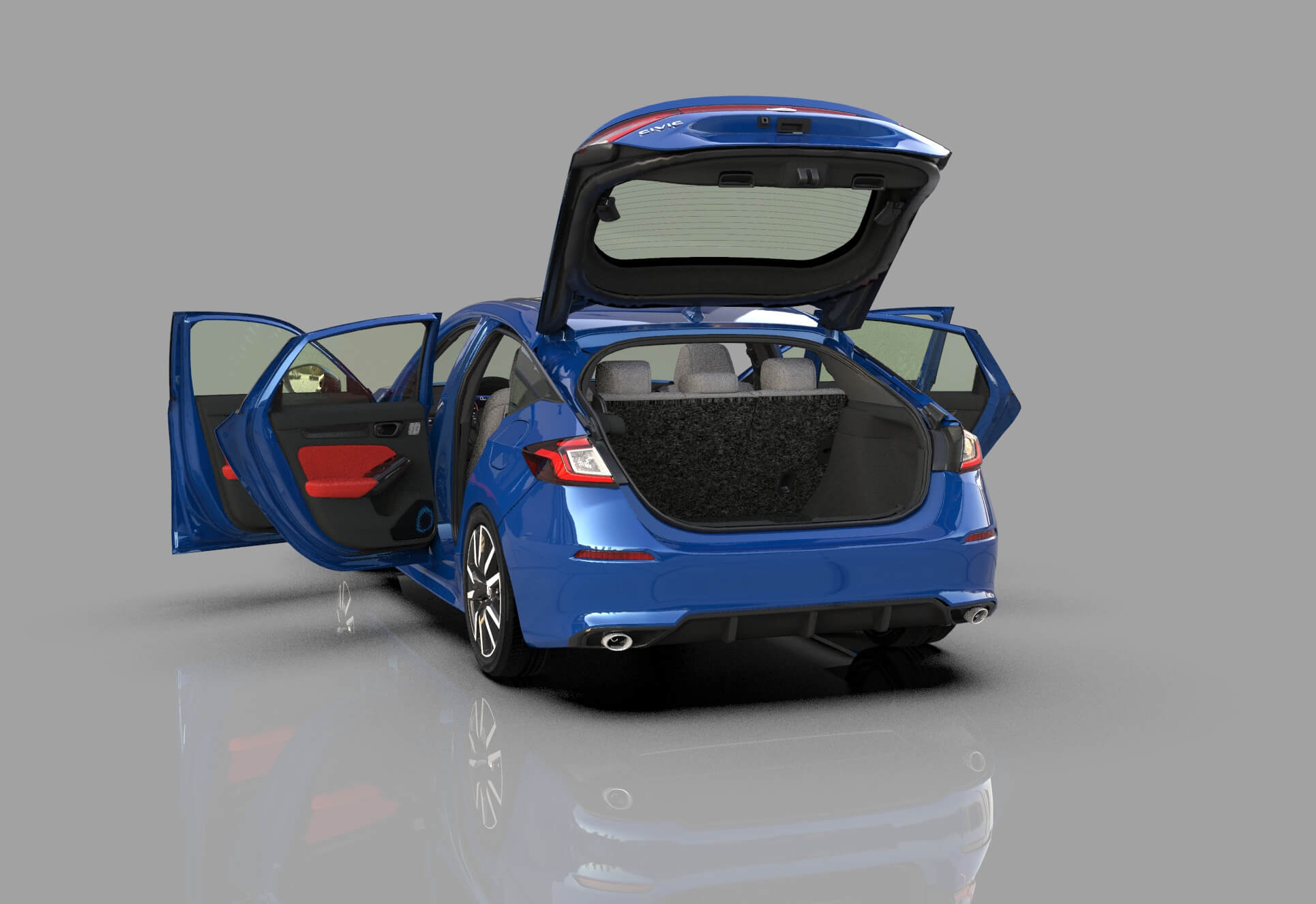 Honda Civic Hatchback Mugen Bodykit 2022 HQ Interior - 3D Model by davidson
