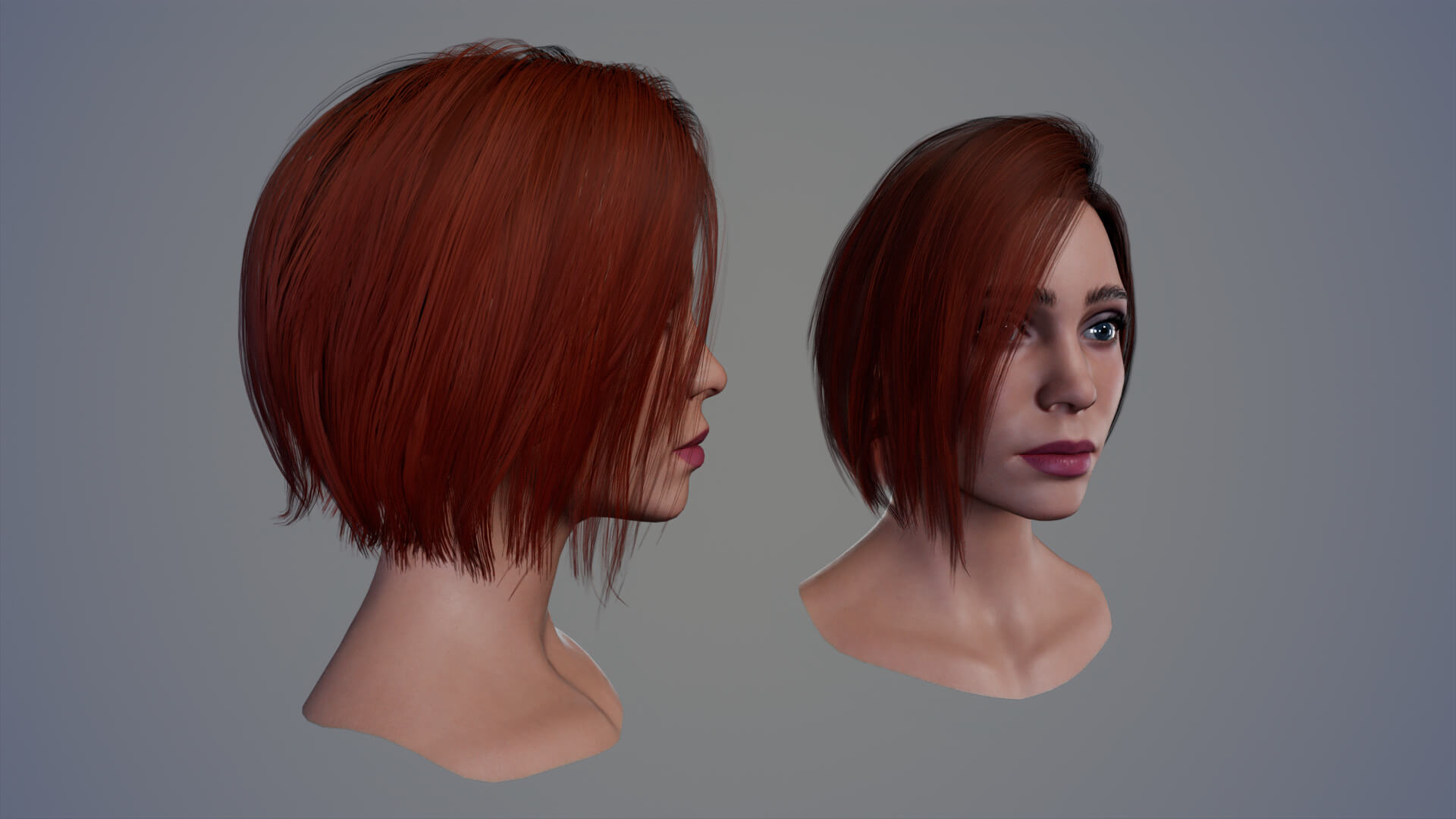 Female Head and Hair 02 - 3D Model by Davlet