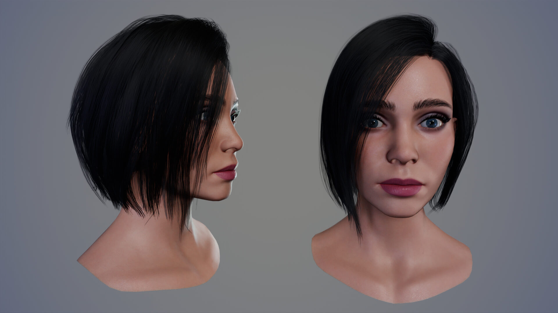 Female Head and Hair 02 - 3D Model by Davlet