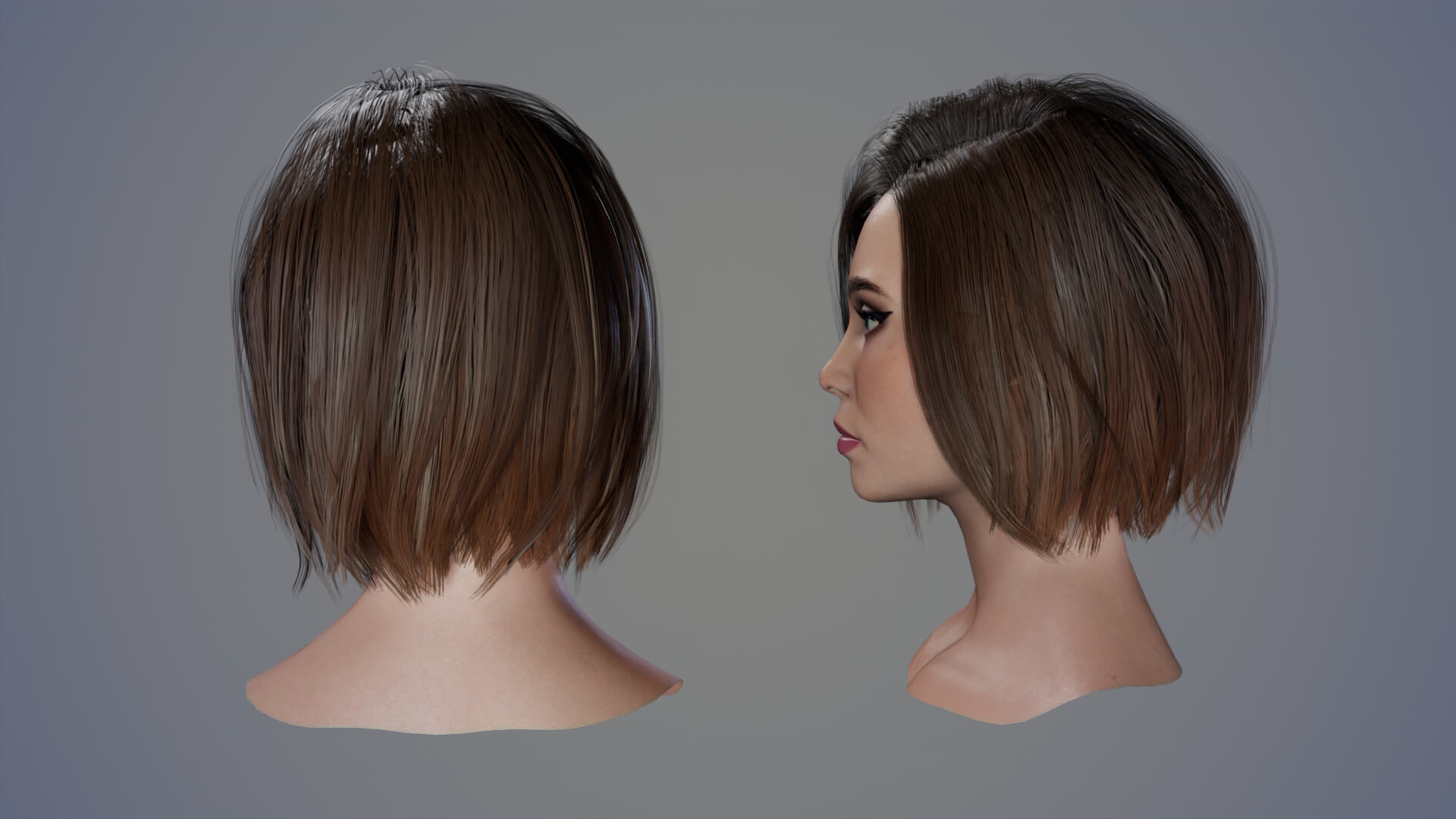Female Head and Hair 02 - 3D Model by Davlet