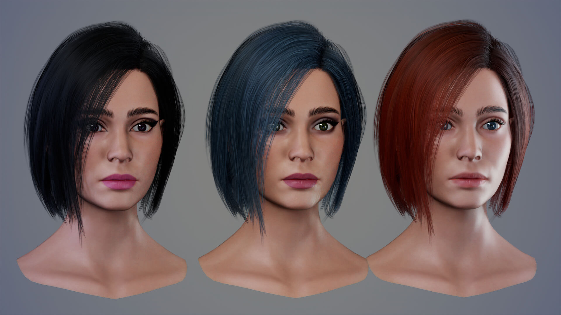 Female Head and Hair 02 - 3D Model by Davlet