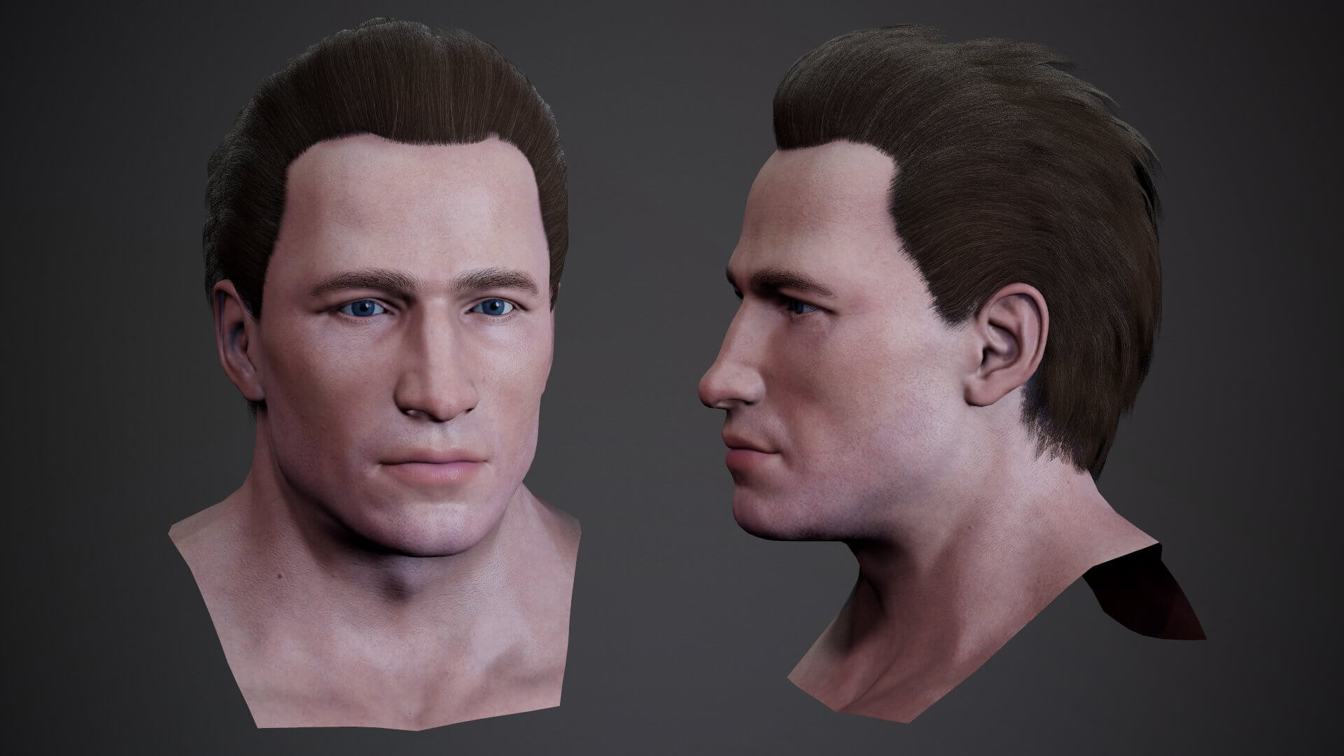 Male Head and Hair -1 3D Model by Davlet