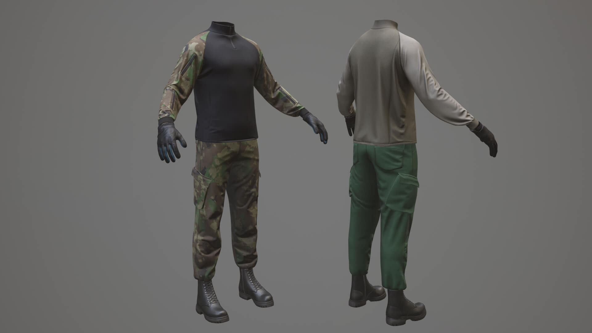 Military Style Clothes Pack 1A - 3D Model by Davlet