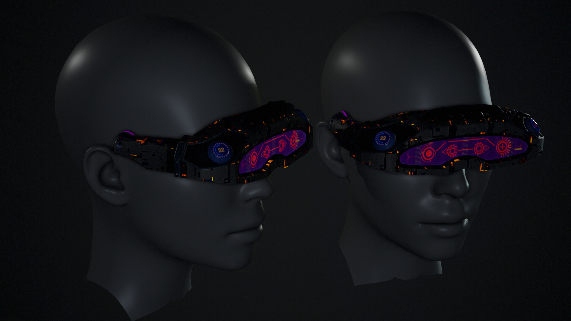 Sci-Fi Glasses Goggles 2 3D Model by Davlet