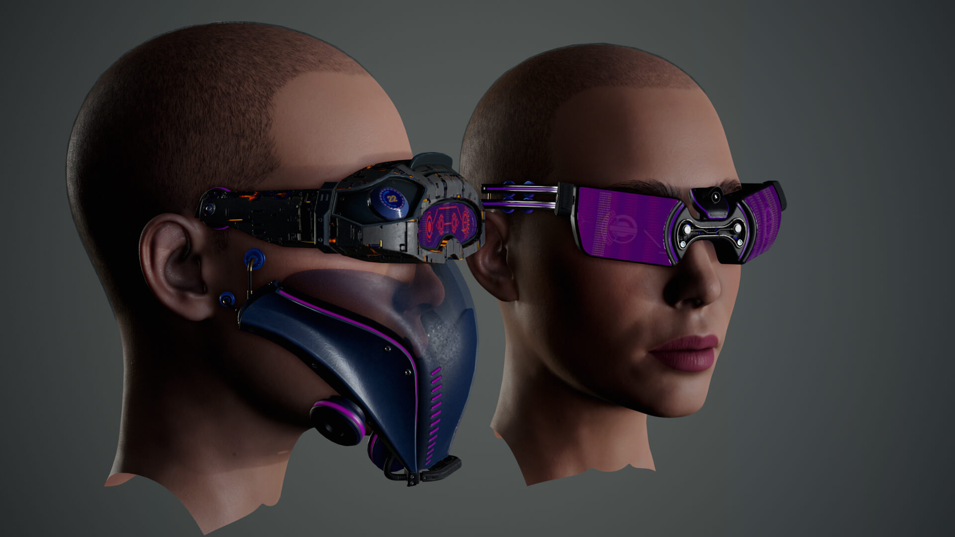 Sci-Fi Glasses Goggles and Mask Pack 1 3D Model by Davlet