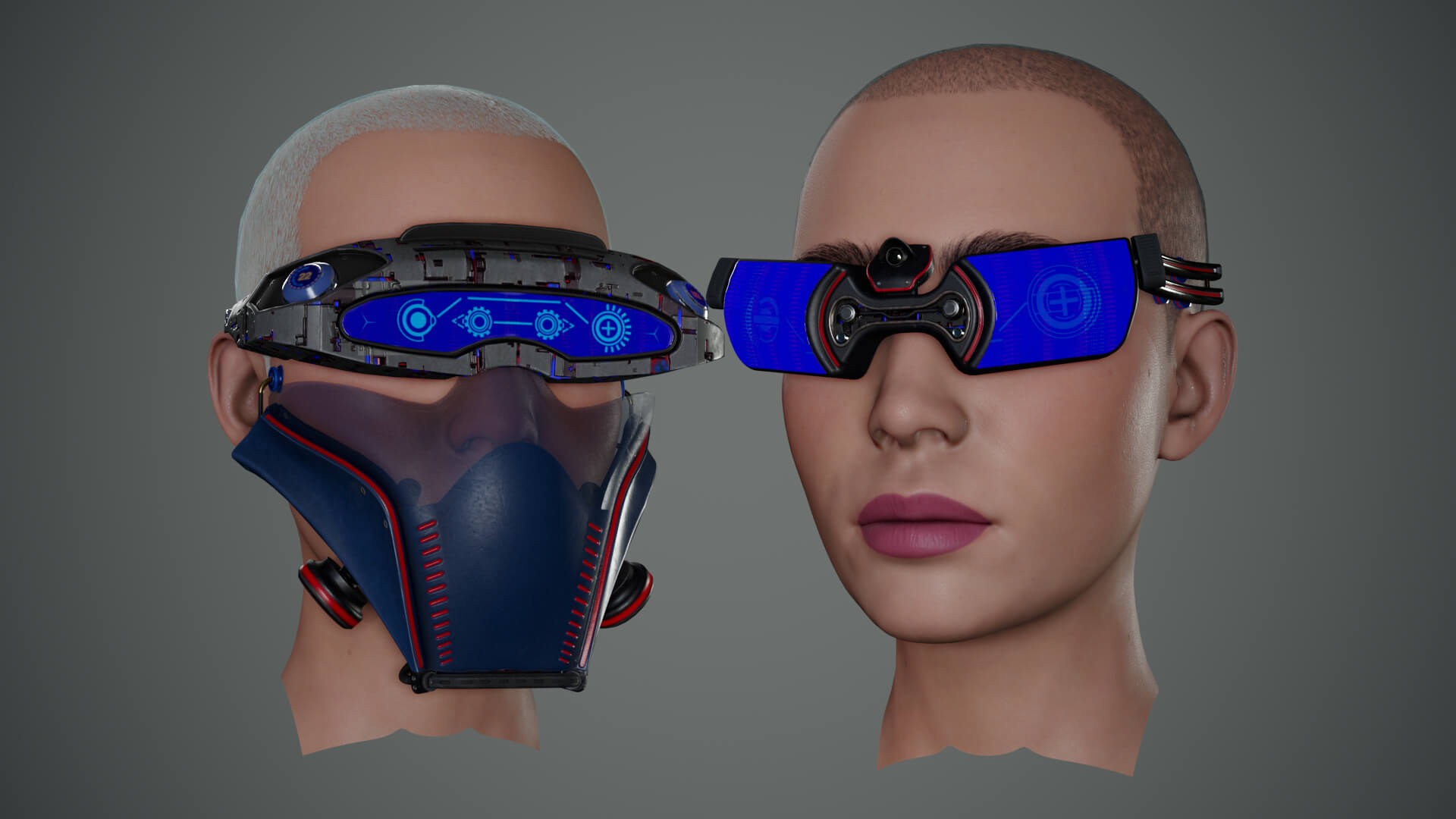 Sci-Fi Glasses Goggles and Mask Pack 1 3D Model by Davlet