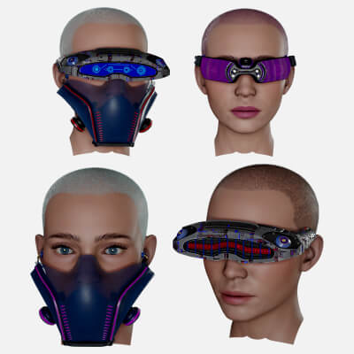 Sci-Fi Glasses Goggles and Mask Pack 1 3D Model by Davlet
