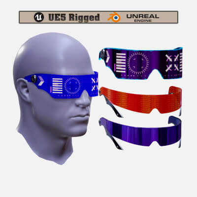 Sci Fi Glasses Goggles V2 Pack - 3D Model by Davlet