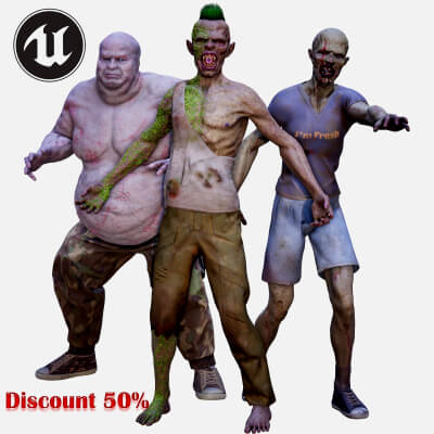 Mid Poly Models | People | Zombies | RenderHub