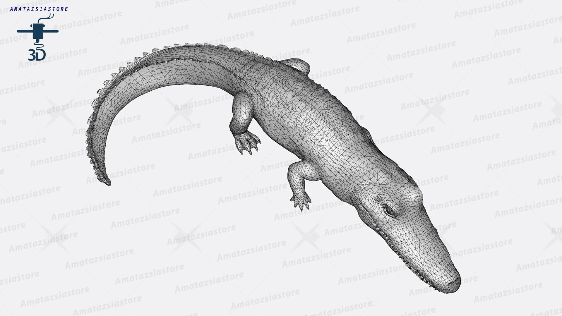 Alligator Animal Sculpture - 3D Model by dawnhurt