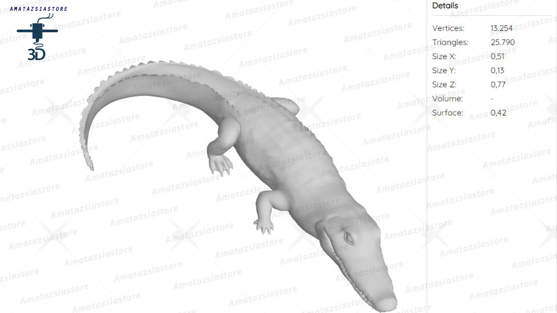 Alligator Animal Sculpture - 3D Model by dawnhurt
