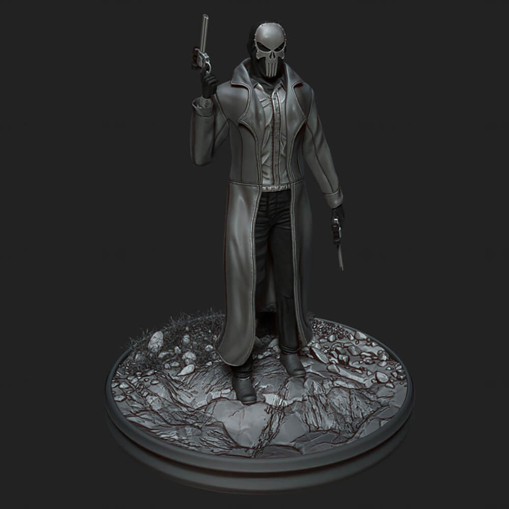 Punisher Noir Figurines 3D Model Ready to Print 3D Render