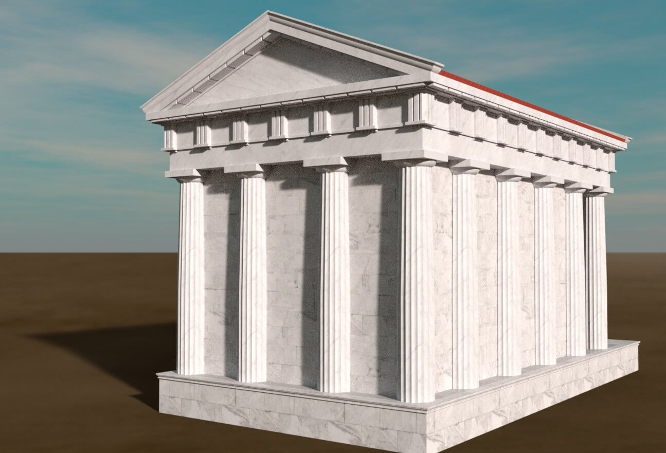 Doric Temple Four Pillars Wide - 3D Model by dazinbane